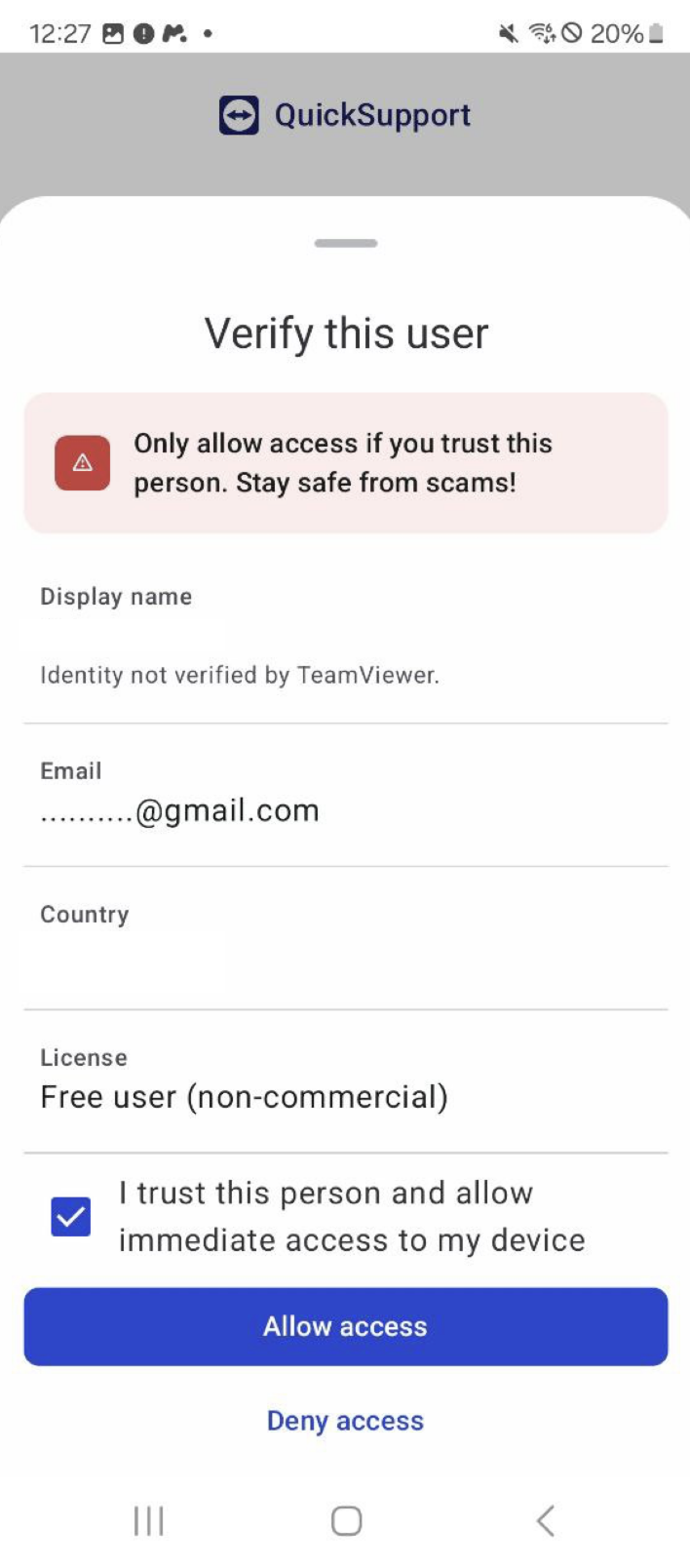 Instalação remota com QuickSupport (Android) – Socorro