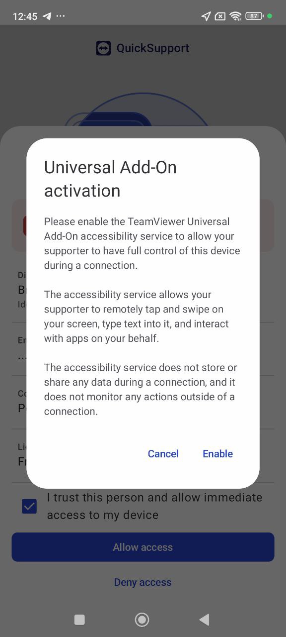 Instalação remota com QuickSupport (Android) – Socorro
