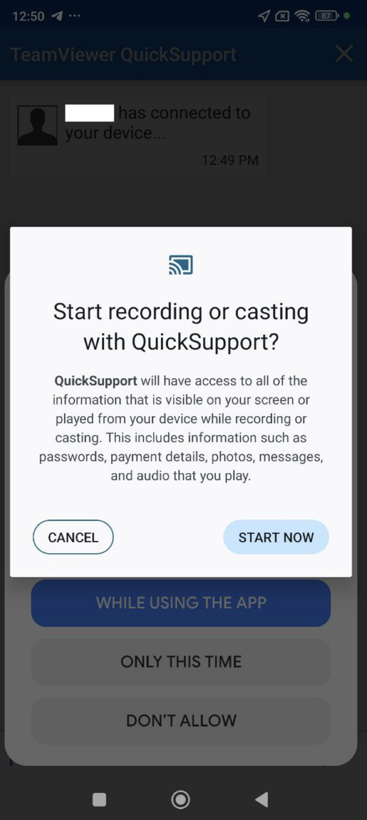 Instalação remota com QuickSupport (Android) – Socorro