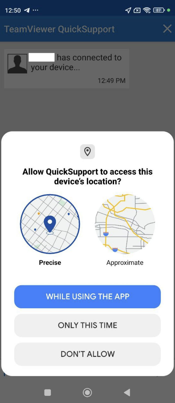 Instalação remota com QuickSupport (Android) – Socorro