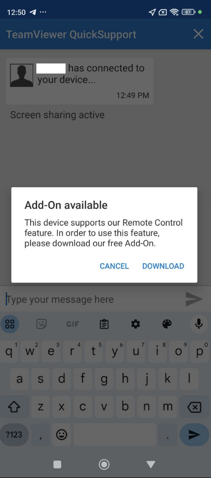 Instalação remota com QuickSupport (Android) – Socorro